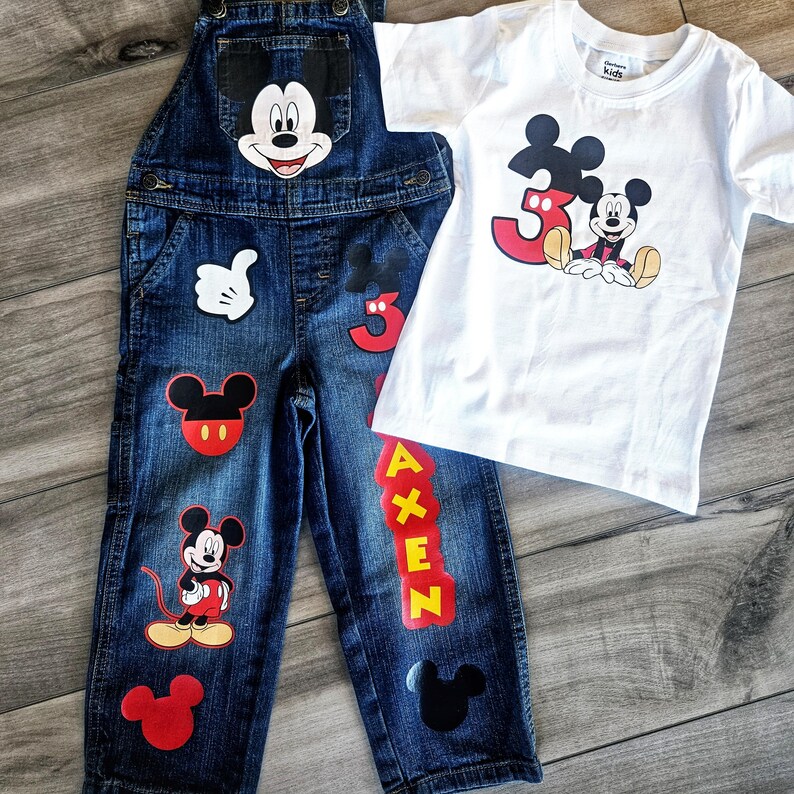 Custom Mickey Mouse Denim Overalls Toddler Outfit Personalized - Etsy