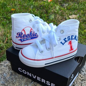 Baseball Converse, Rookie of the Year, White High Tops, Red and Blue ...