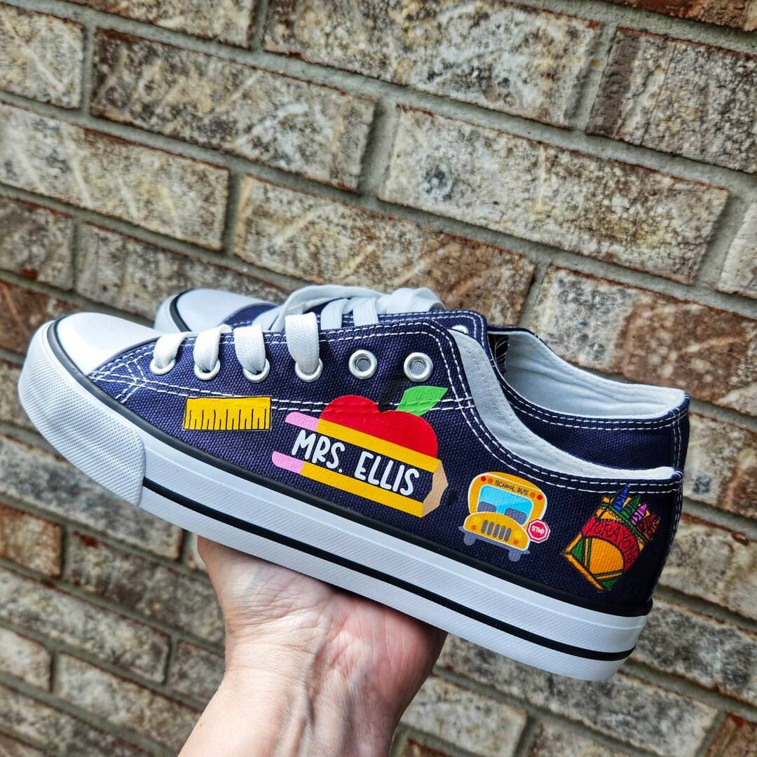 Personalized School Teacher Sneakers Many Shoe Colors to - Etsy