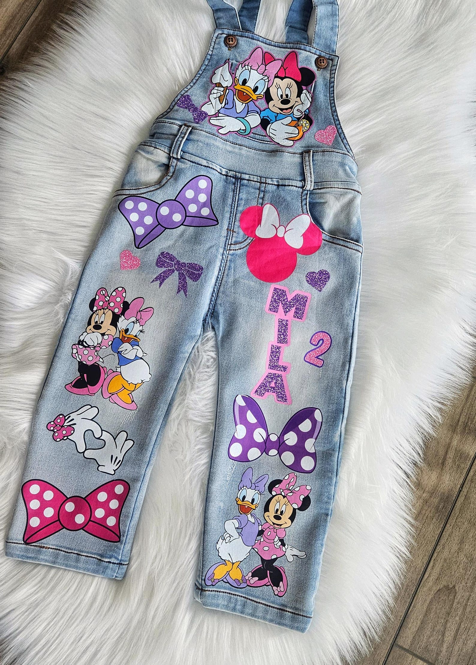 Daisy Duck and Minnie Mouse Overalls Minnie Bow-tique Denim Set ...