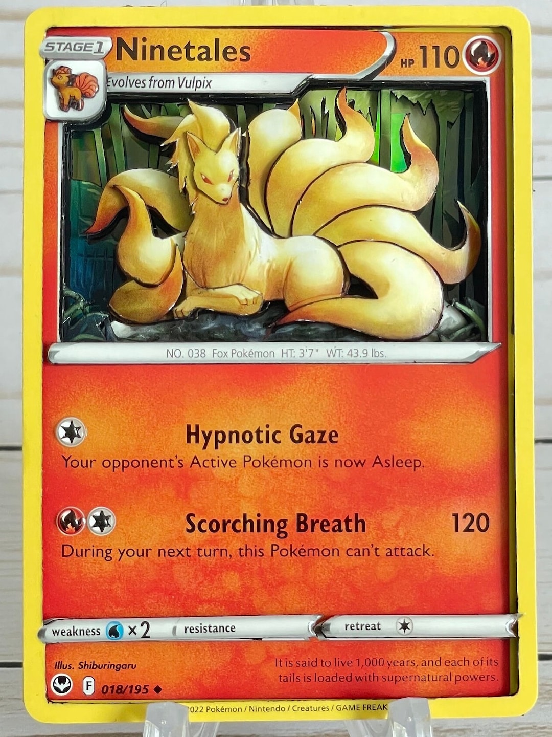 Pokemon 3D Card ninetales - Etsy