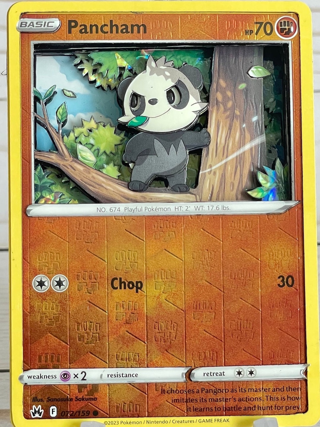 Pokemon 3D Card "pancham" - Etsy
