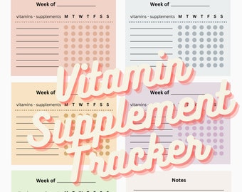 Daily Vitamin Tracker Printable, Vitamin İntake Reminder, Fitness and ...