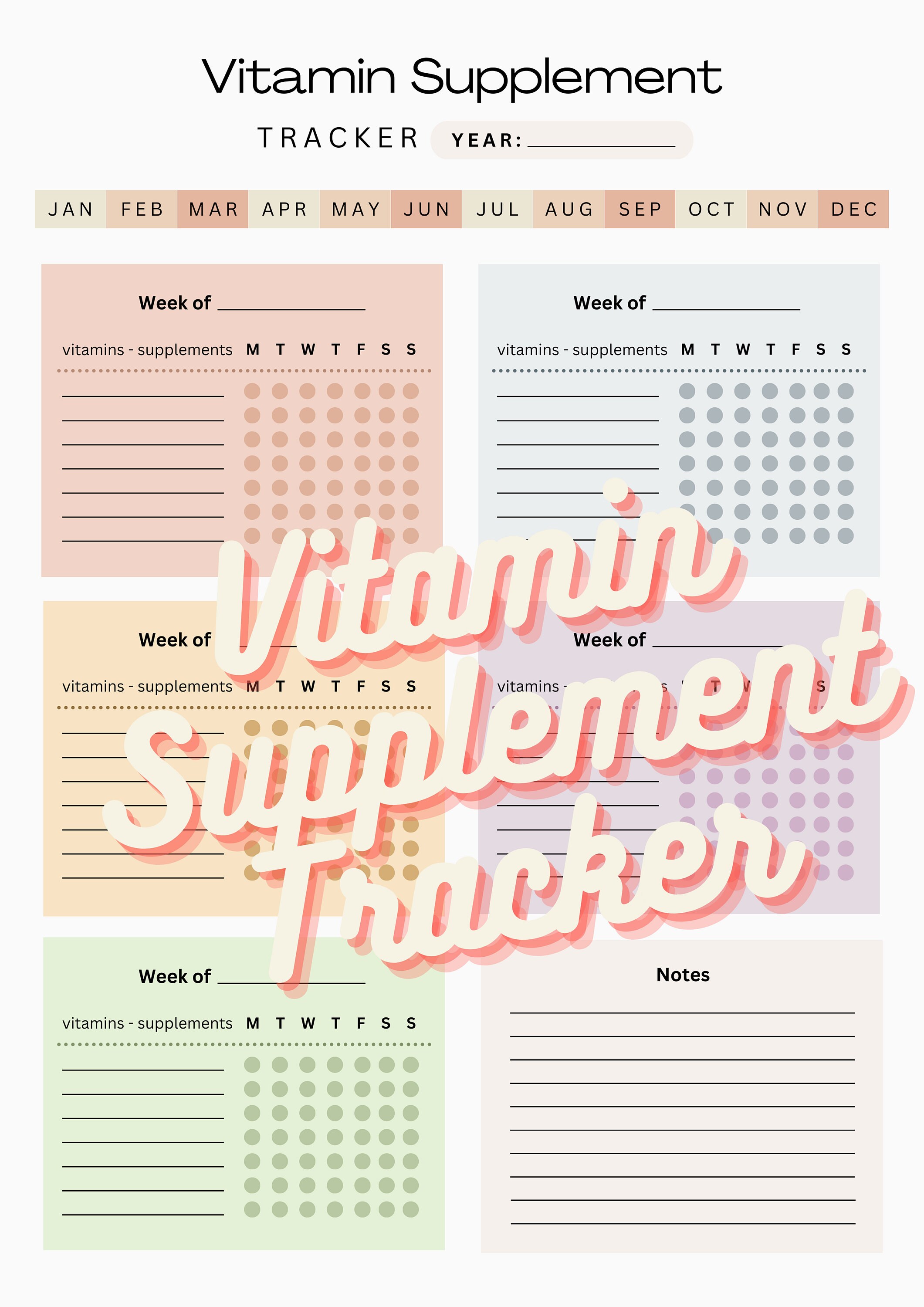 Vitamin Supplement Tracker - Etsy
