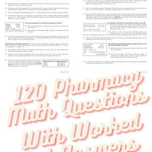 120 Pharmacy Math Questions With Worked Out Answers - Perfect for Board ...
