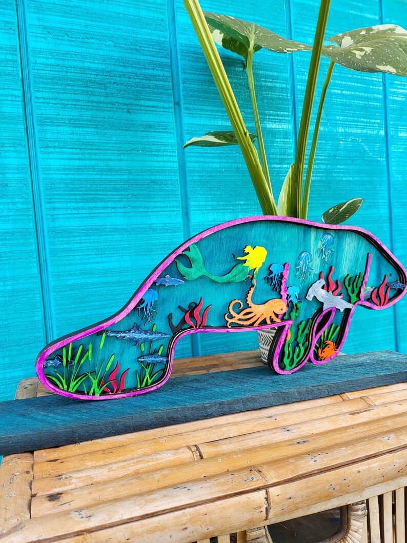 Wooden Layered Manatee Wall Hanging Decoration - Etsy