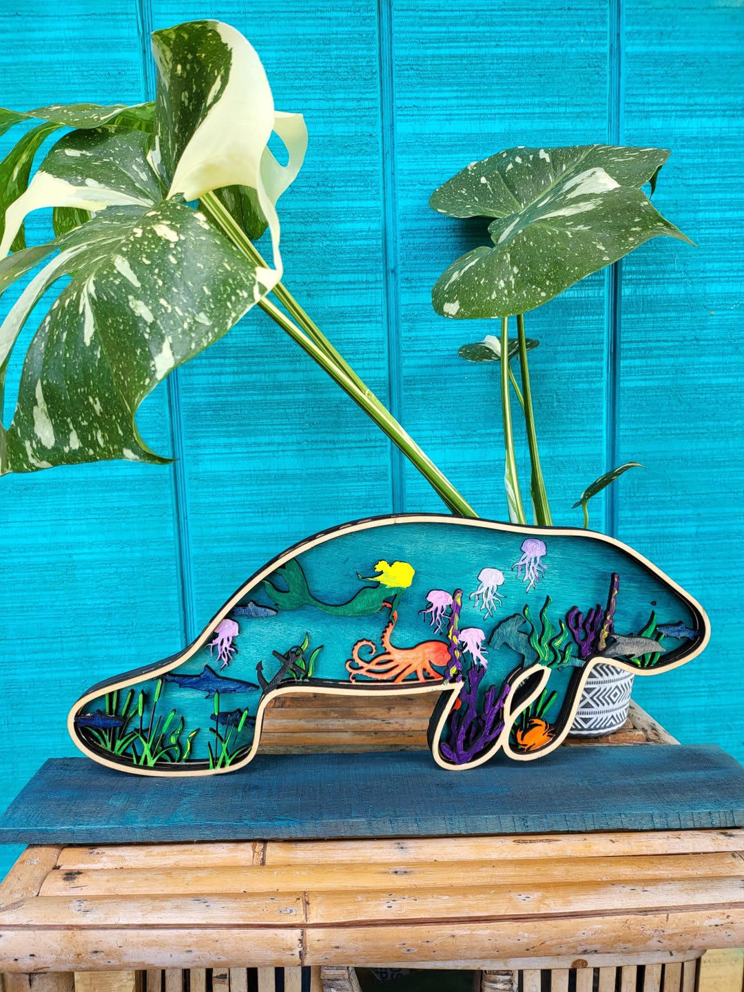 Wooden Layered Manatee Shelf/table Decoration - Etsy