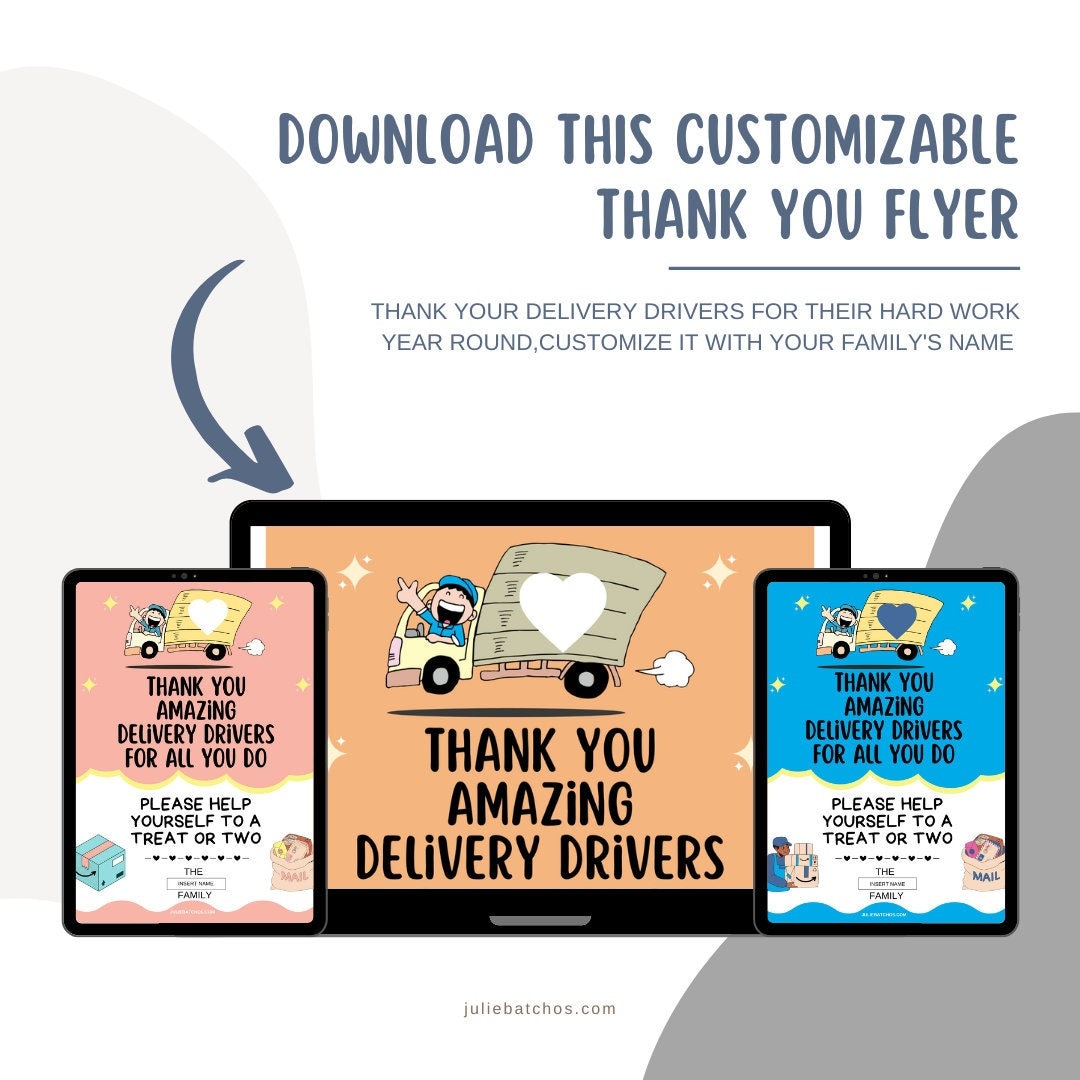 Printable Delivery Driver Thank You Sign UPS Fed Ex USPS Drivers ...