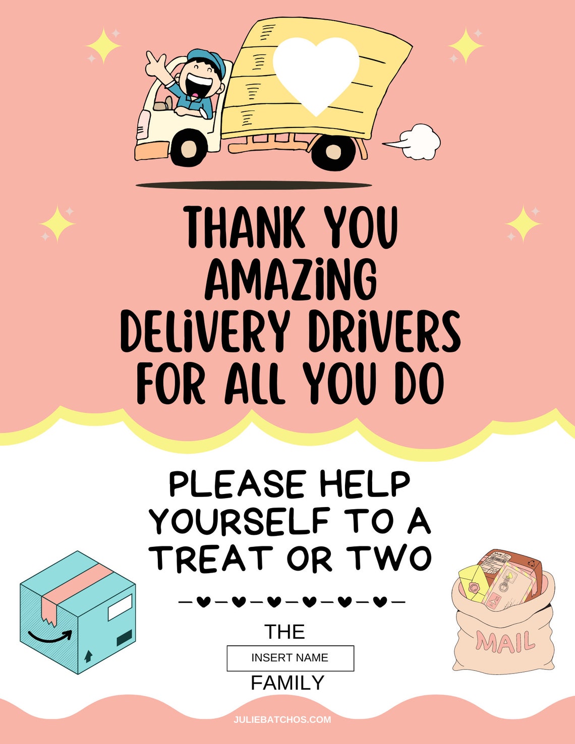 Printable Delivery Driver Thank You Sign: Customizable PDF (digital ...