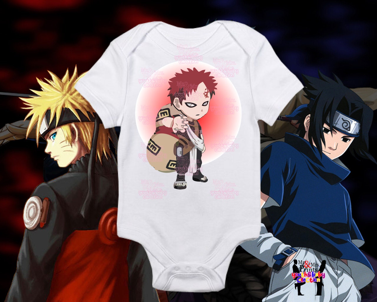 Naruto and Gang Chibi Naruto Anime Inspired Baby Bodysuits 100% Cotton ...