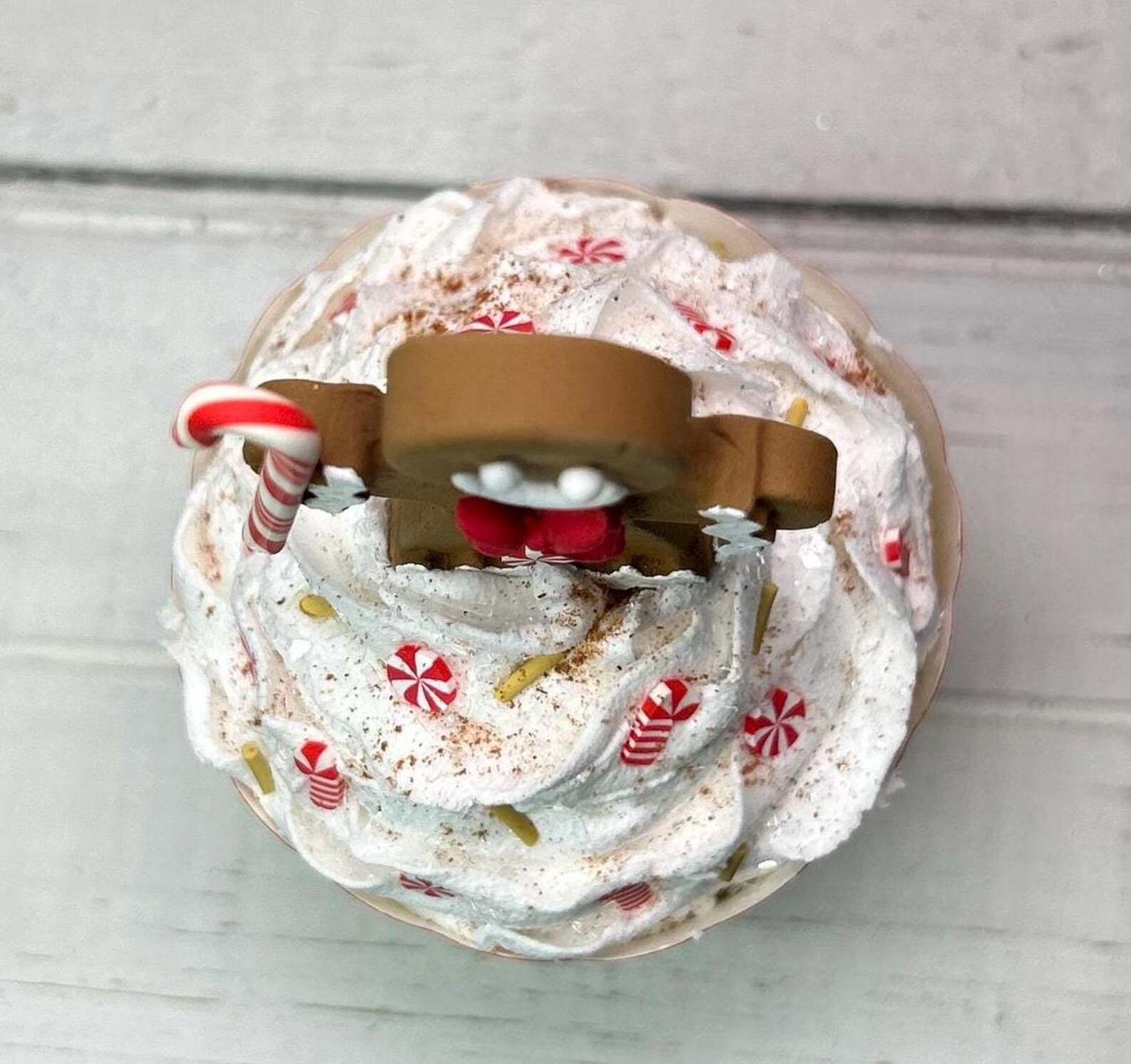 Fake Gingerbread Man Cupcake | Fake Christmas Cupcake | Fake Candy Cane ...