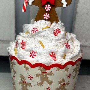 Fake Gingerbread Man Cupcake | Fake Christmas Cupcake | Fake Candy Cane ...
