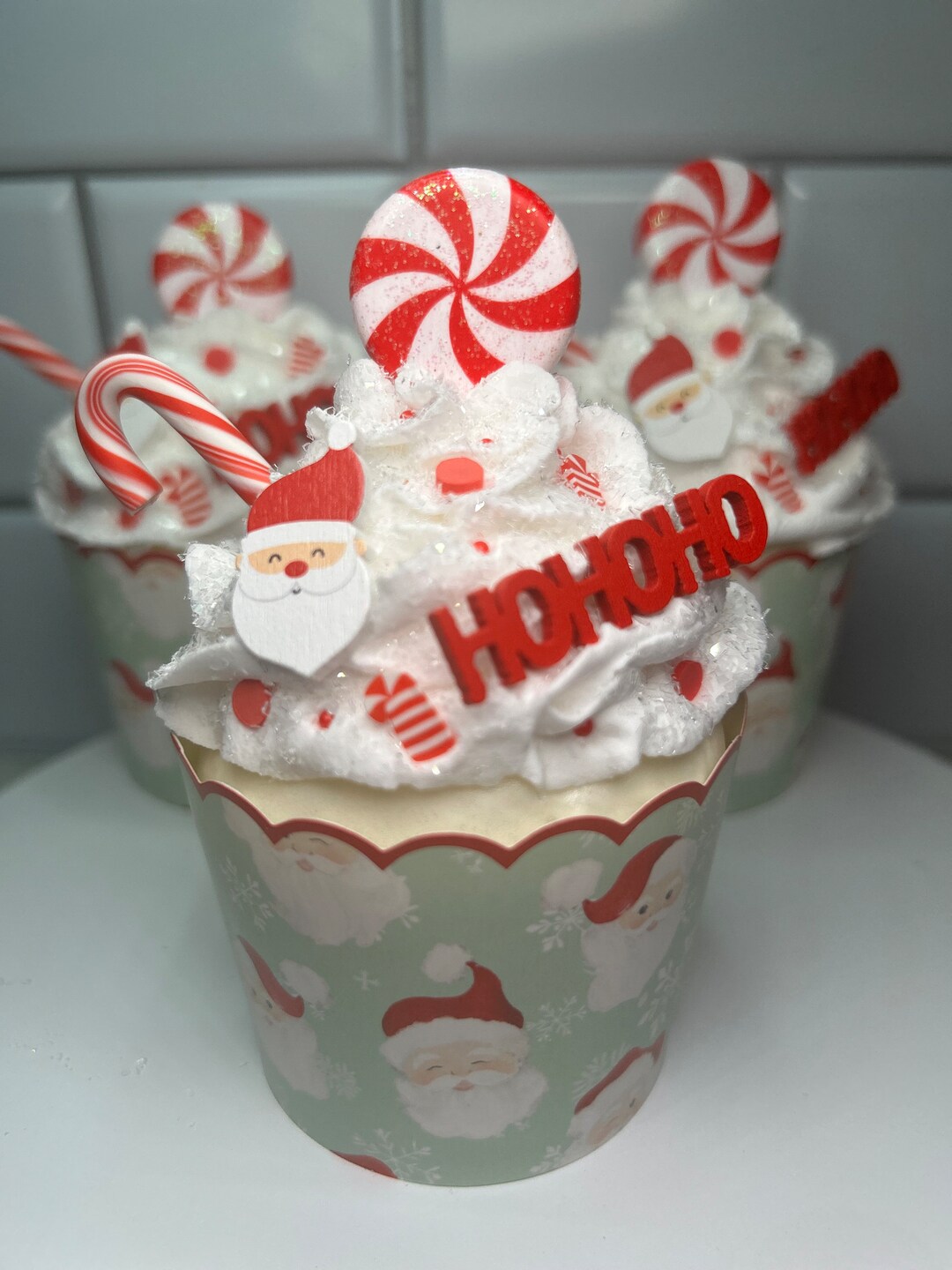 Fake Santa Cupcake | Fake Ho Ho Ho Cupcake | Fake Christmas Cupcake ...