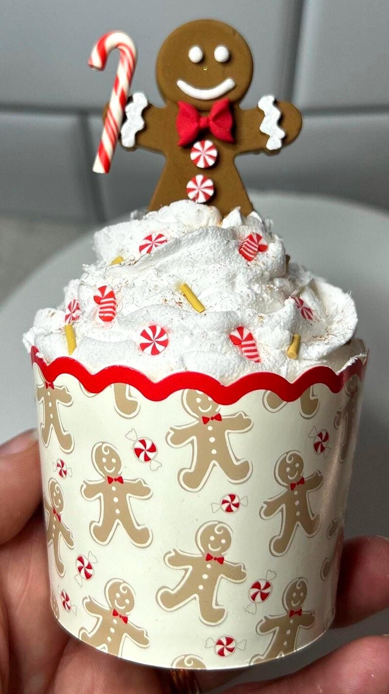 Fake Gingerbread Man Cupcake | Fake Christmas Cupcake | Fake Candy Cane ...