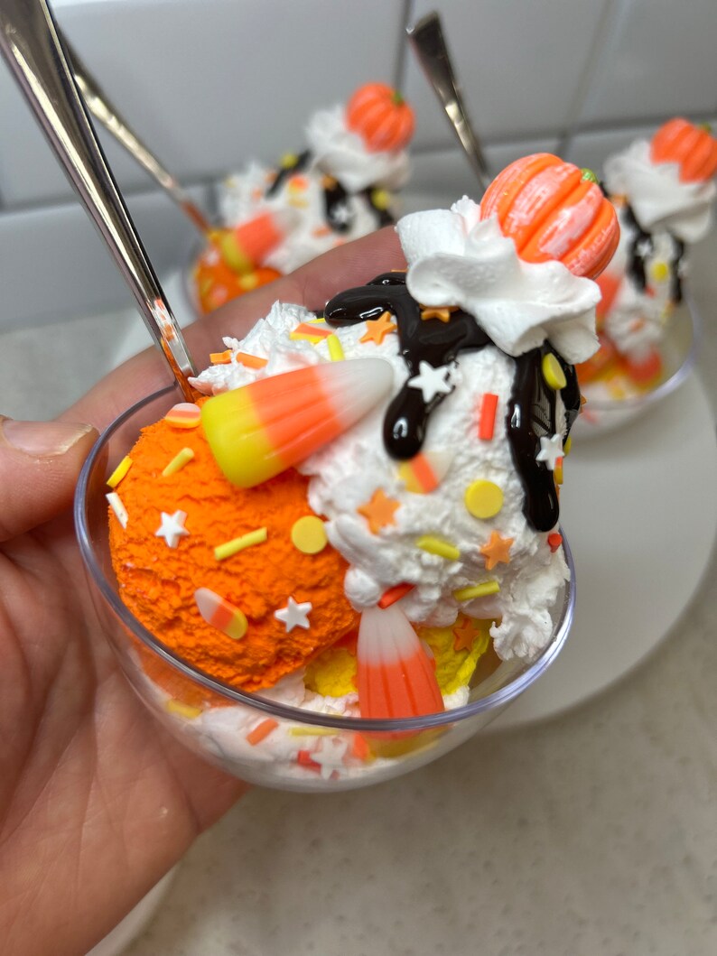 Fake Candy Corn Ice Cream Sundae | Fake Halloween Ice Cream Sundae ...