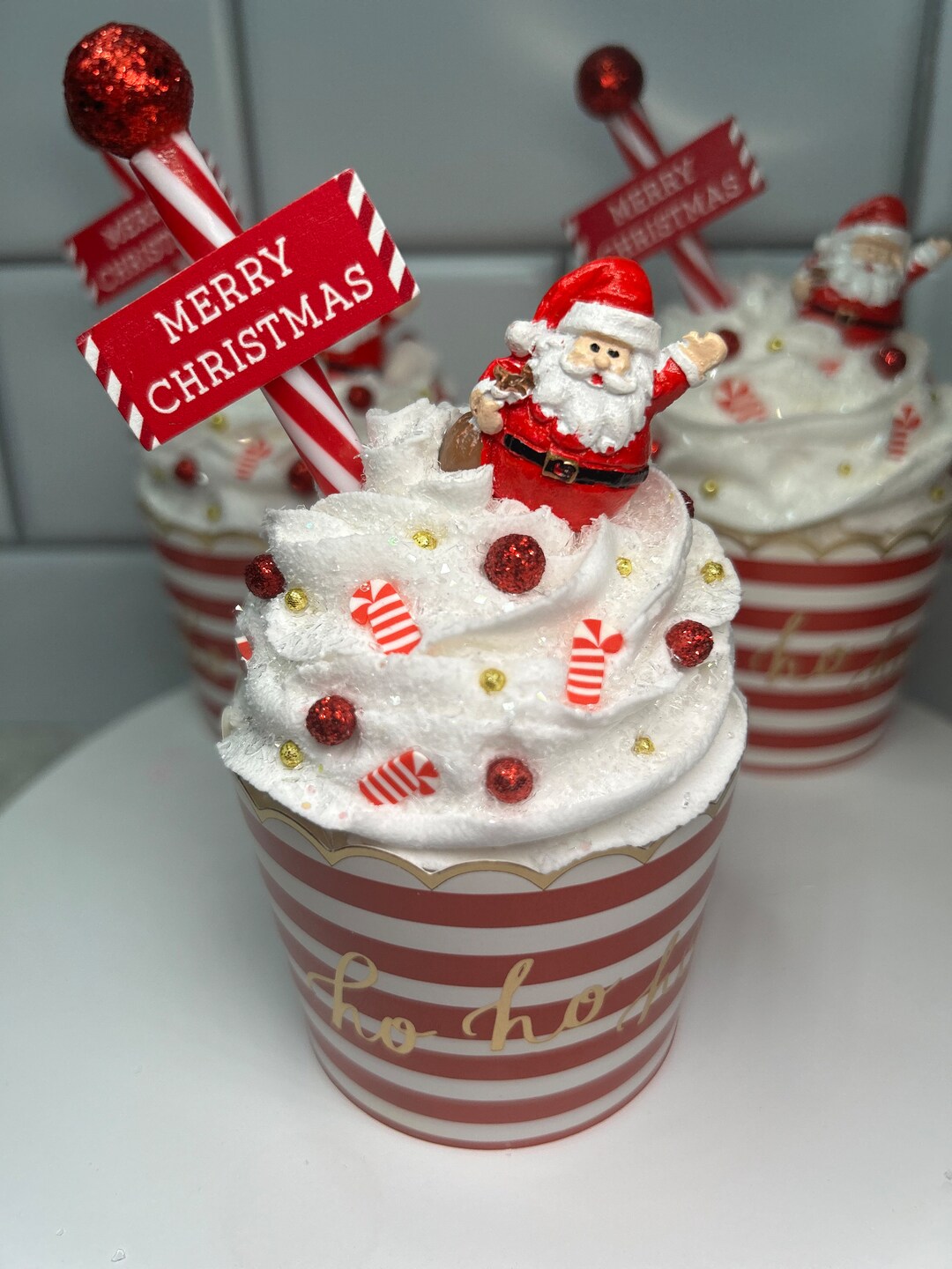 Fake Santa Cupcake | Fake North Pole Cupcake | Faux Sant Claus Cupcake ...