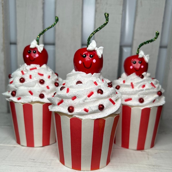 Faux Cherry Cupcakes - Etsy