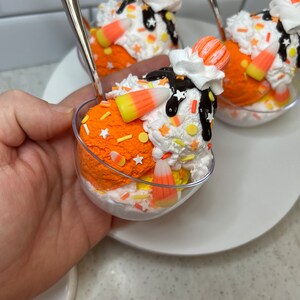 Fake Candy Corn Ice Cream Sundae | Fake Halloween Ice Cream Sundae ...