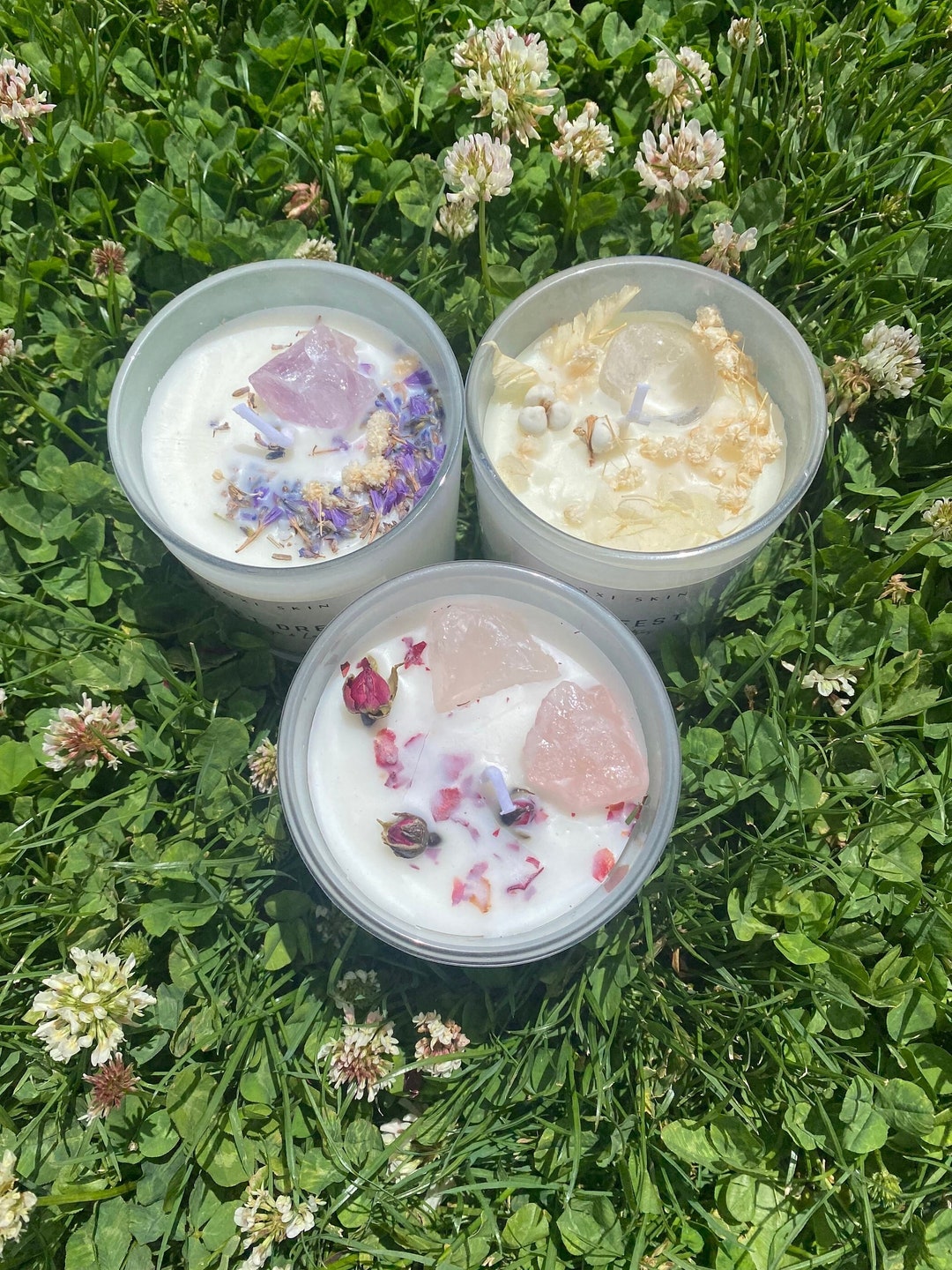 Intention Crystal Energy Candles 100% Soy Wax Hand-poured Boho Decor ...