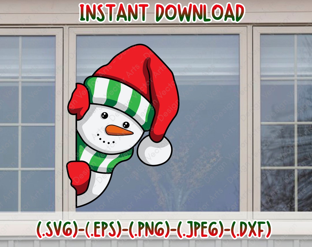 Snowman Window Decor Svg, Snowman Clipart, Snowman Cricut File, Snowman ...