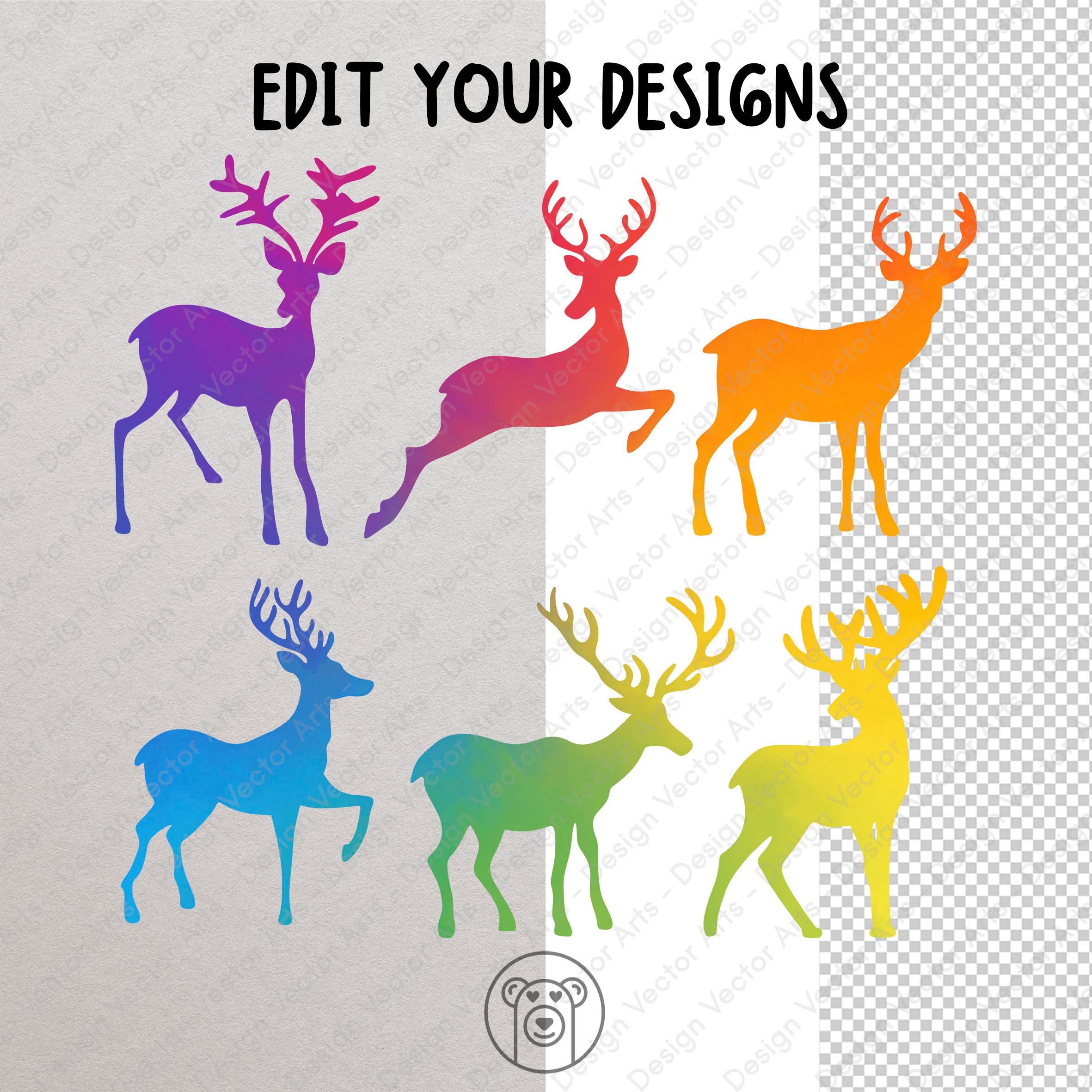 Deer Bundle Svg, Reindeer Svg, Deer Silhouette, Deer Clipart, Deer ...