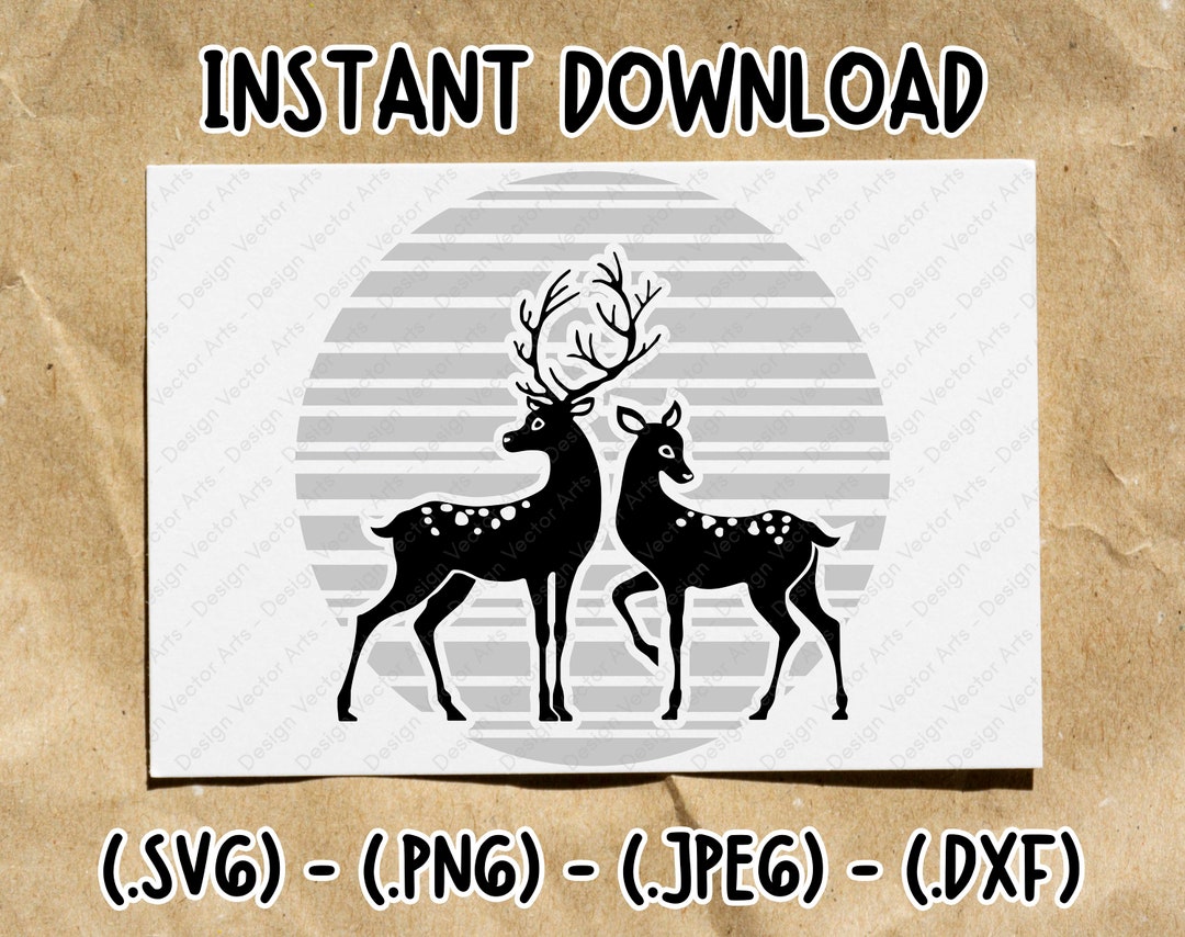 Deer SVG, Nature Deer Svg, Sun Svg, Animals Svg, Deer Silhouette, Deer ...