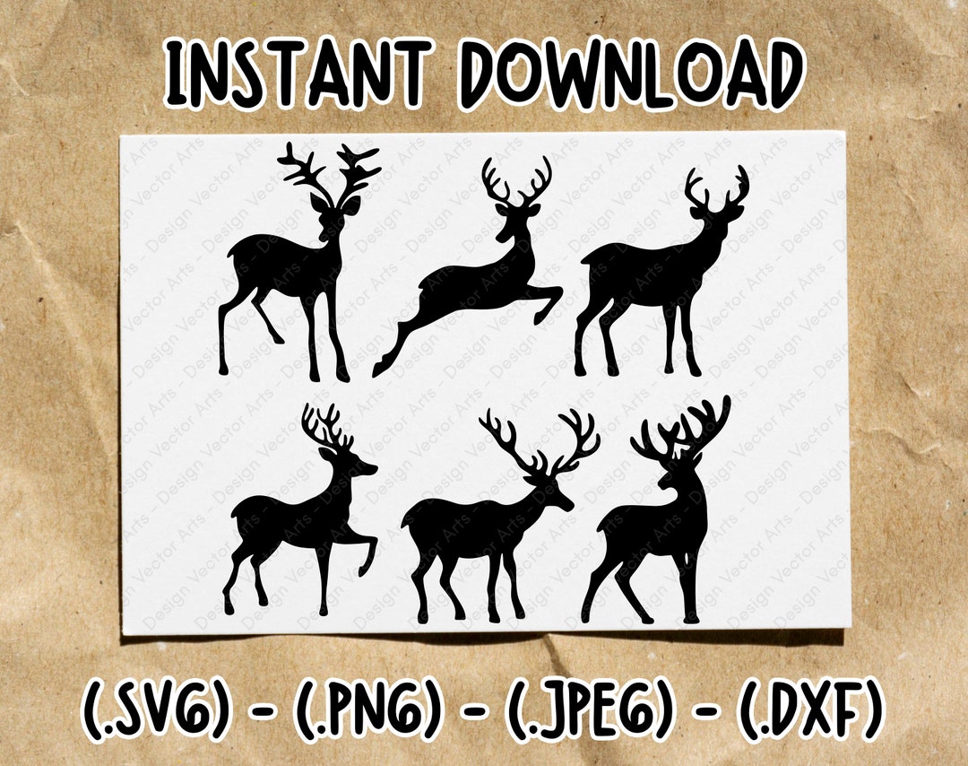Deer Bundle Svg, Reindeer Svg, Deer Silhouette, Deer Clipart, Deer ...