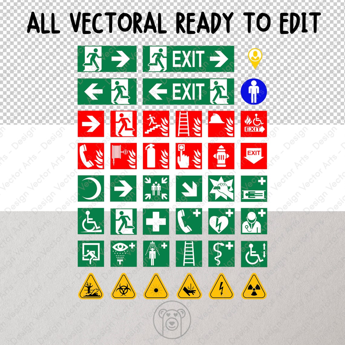 Emergency Signs Bundle Svg, Exit Sign Svg, Fire Safety Signs, Emergency ...