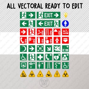 Emergency Signs Bundle Svg, Exit Sign Svg, Fire Safety Signs, Emergency ...