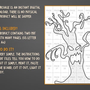 7ft Spooky Halloween Tree Template, Scary Tree Silhouette Garage Decor ...