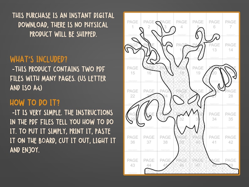 7ft Spooky Halloween Tree Template, Scary Tree Silhouette Garage Decor ...