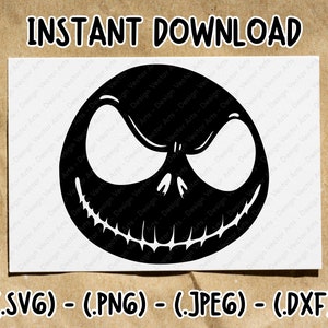 Jack Skellington Svg, Png, Dxf, Halloween Jack Face Vectoral Clipart ...