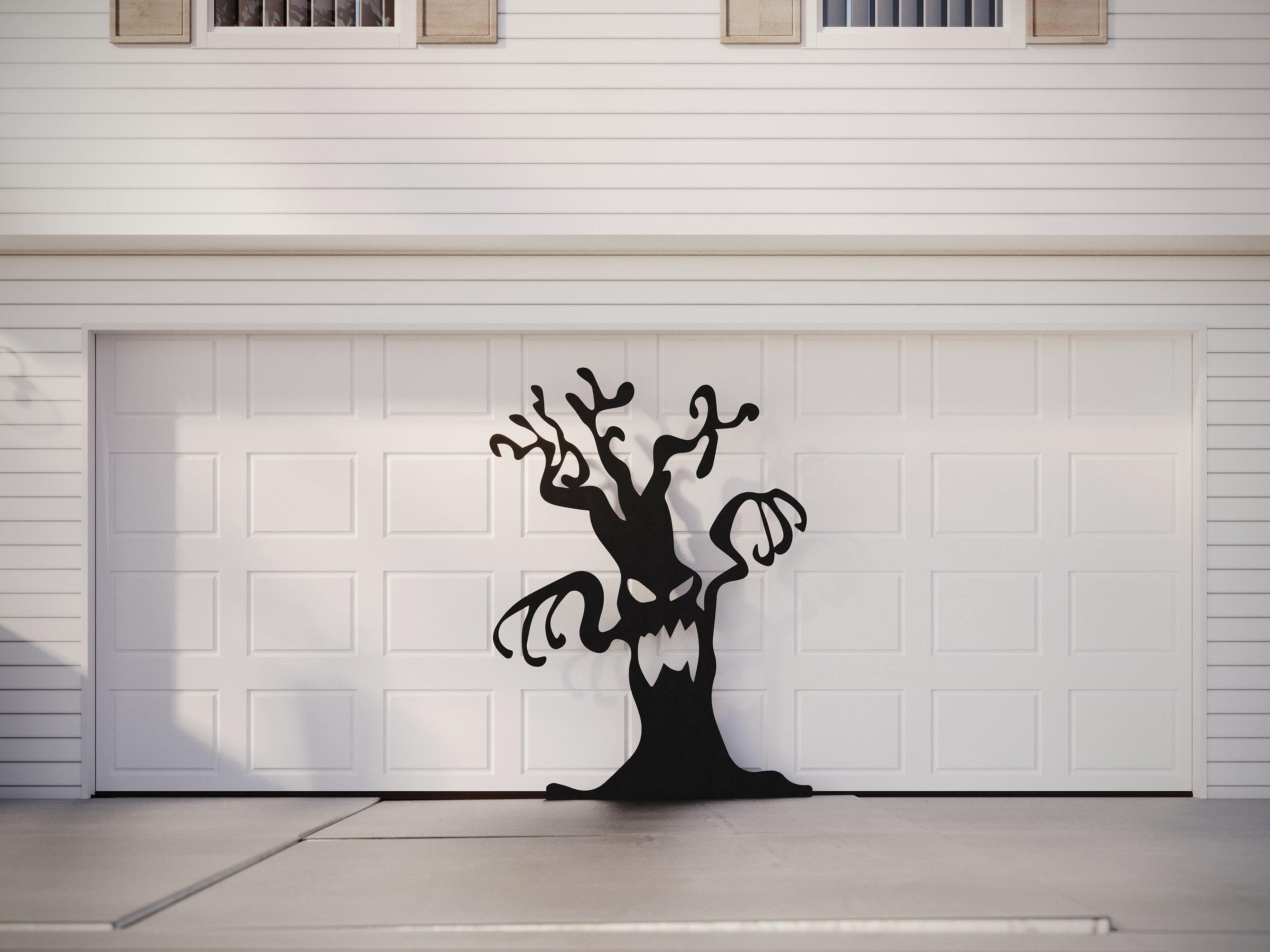 7ft Spooky Halloween Tree Template, Scary Tree Silhouette Garage Decor ...