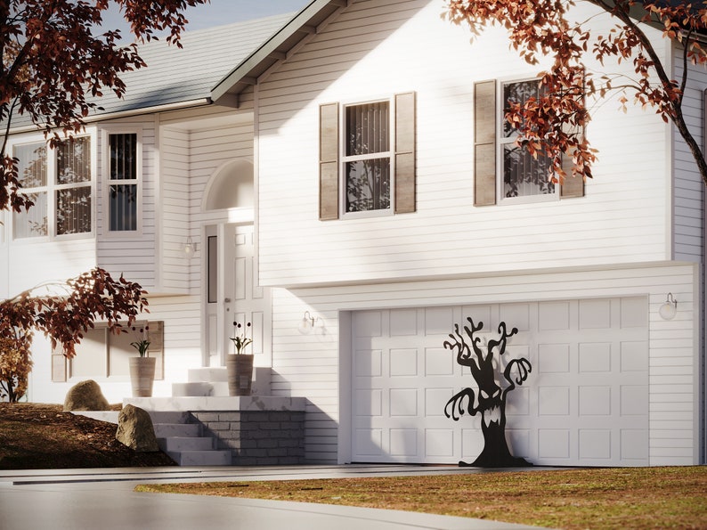 7ft Spooky Halloween Tree Template, Scary Tree Silhouette Garage Decor ...