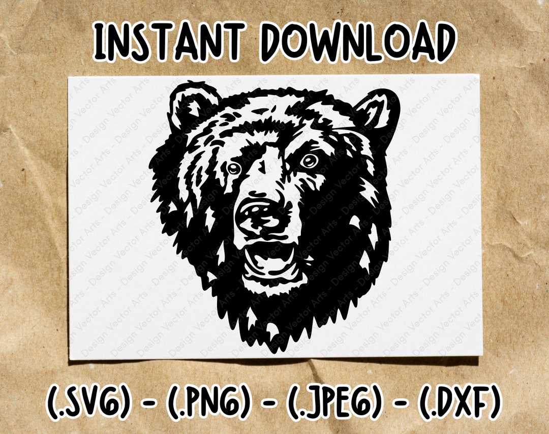 Bear Head Svg, Grizzly Bear Svg, Bear Head Silhouette, Bear Head Cricut ...