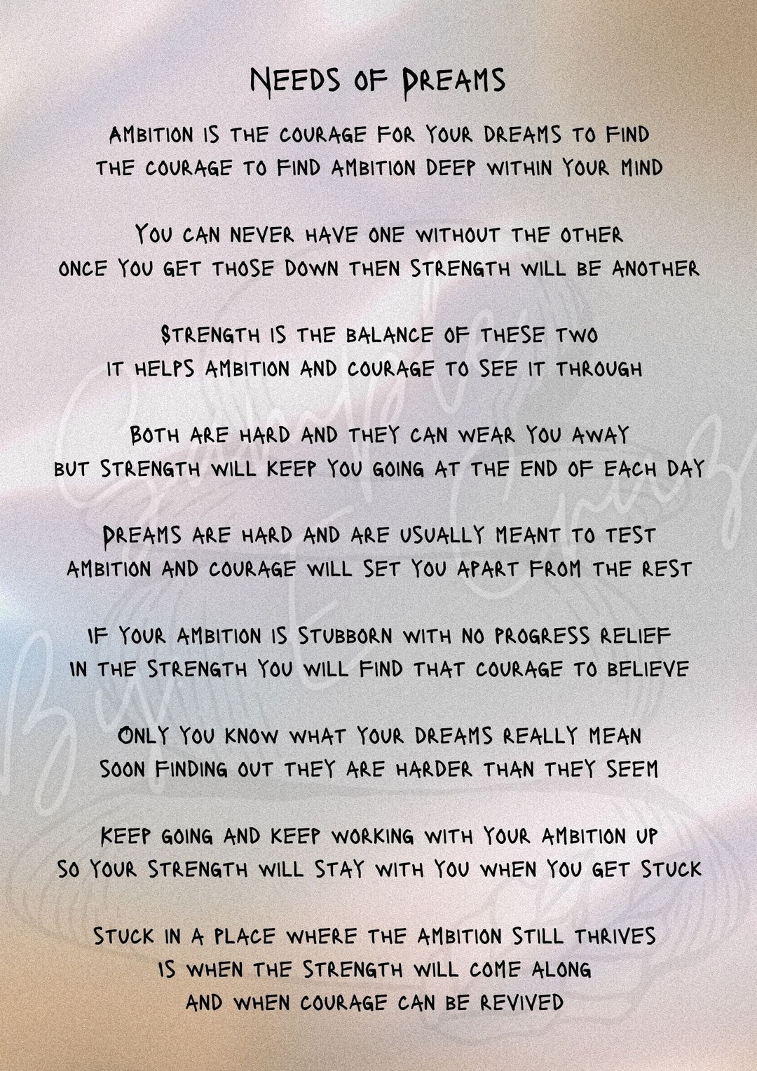 Needs of Dreams Ambition Courage Strength Goals Motivational Uplifting ...