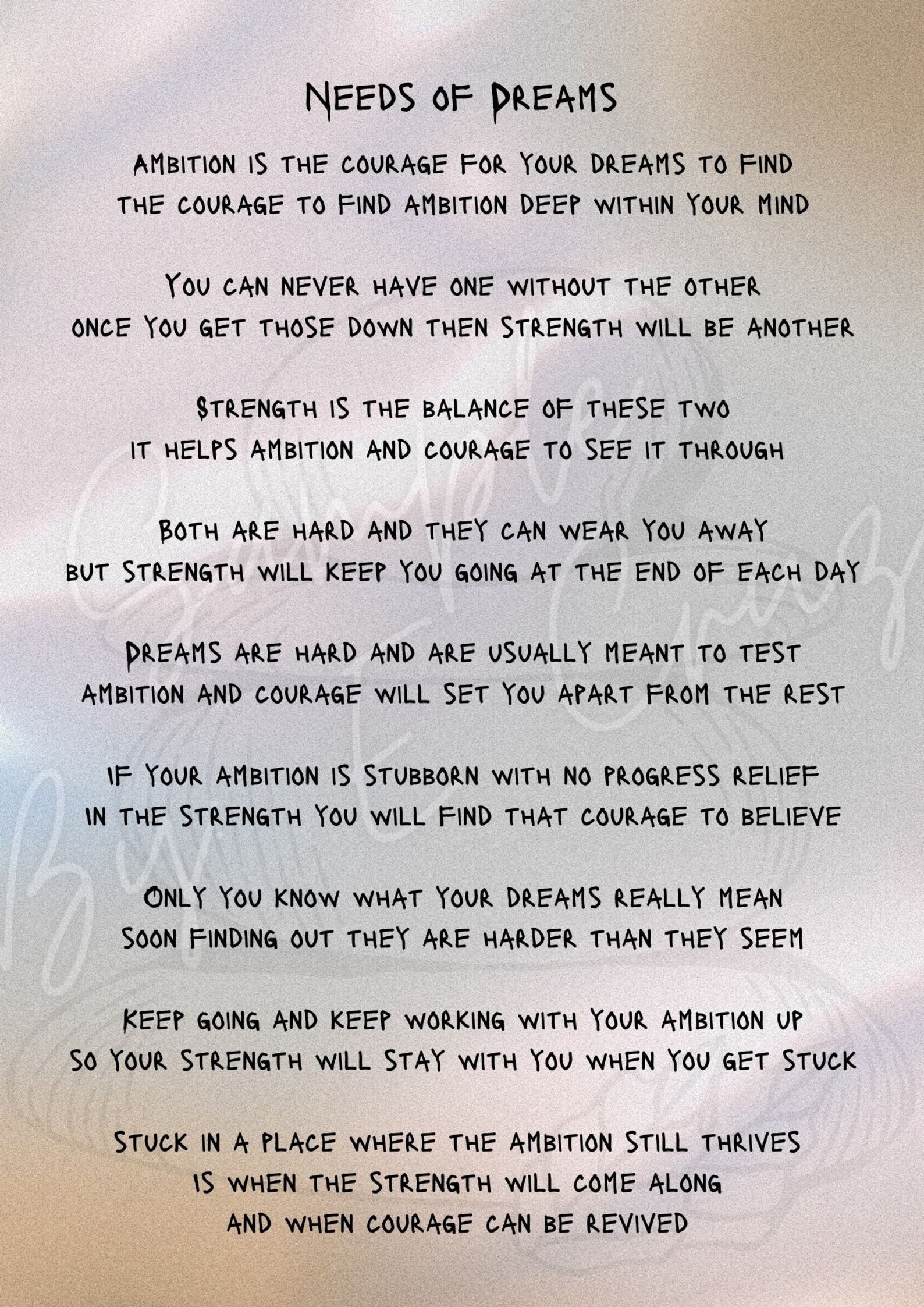 Needs of Dreams Ambition Courage Strength Goals Motivational Uplifting ...