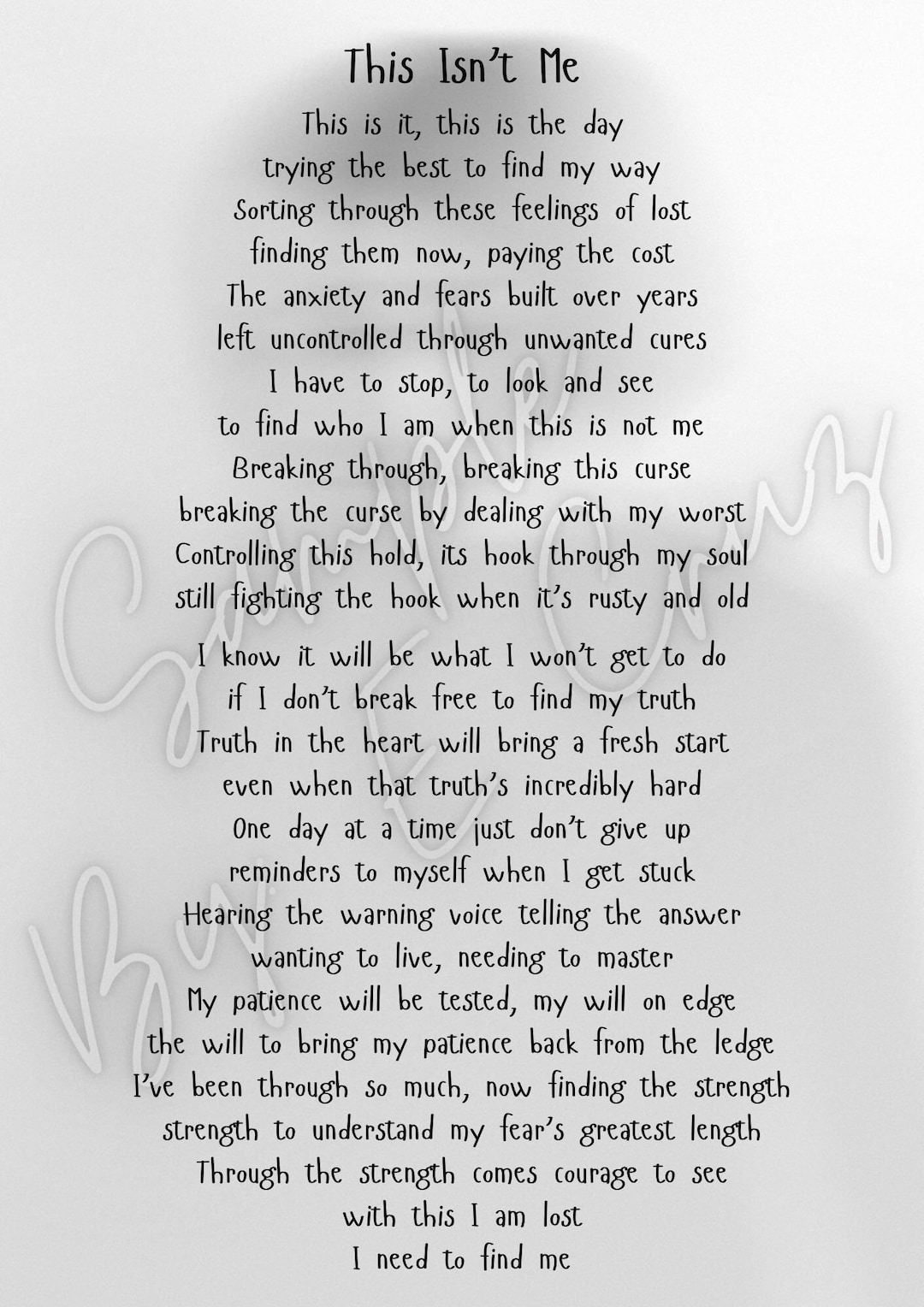 This Isn't Me Poem for Addiction Sobriety Quitting Self Reflection Healing Motivation Printable ...