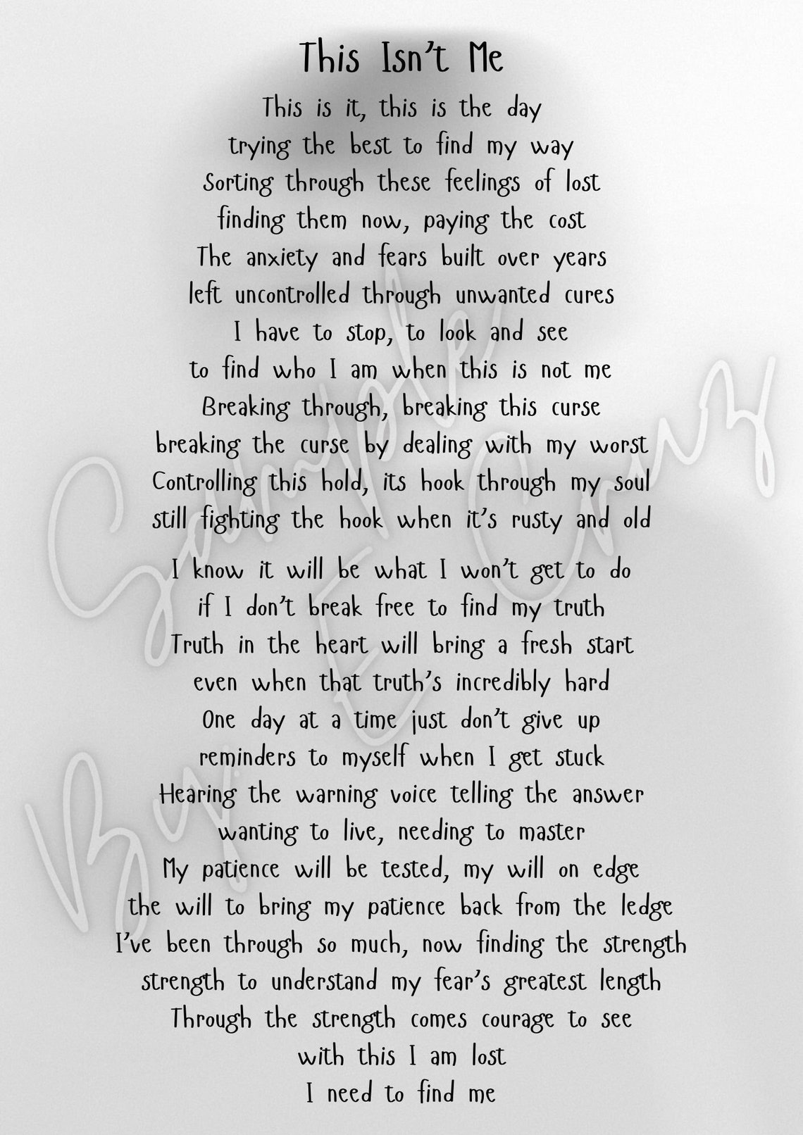 This Isn't Me Poem for Addiction Sobriety Quitting Self Reflection ...