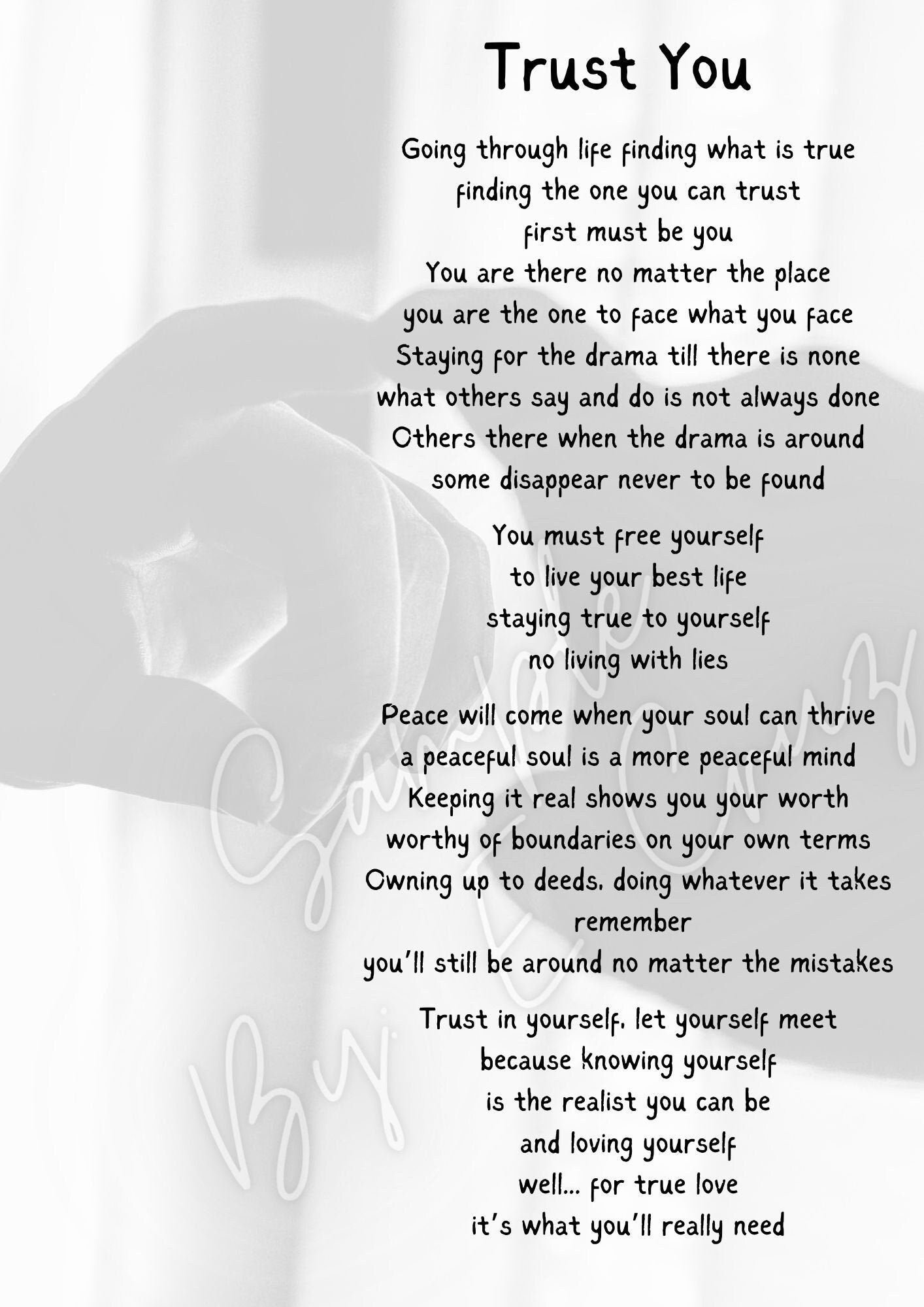 Trust You Printable Poem Self Motivation Self Love **digital Download ...