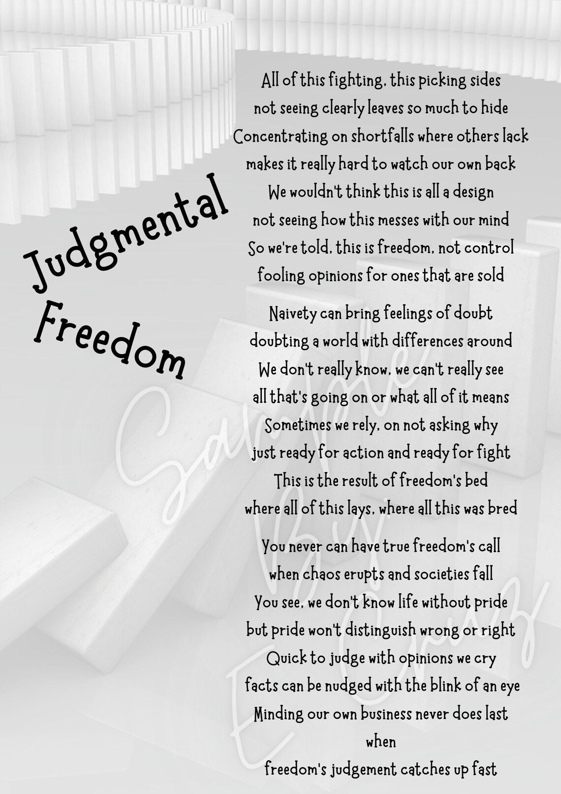 Judgmental Freedom Poem **digital Download** - Etsy