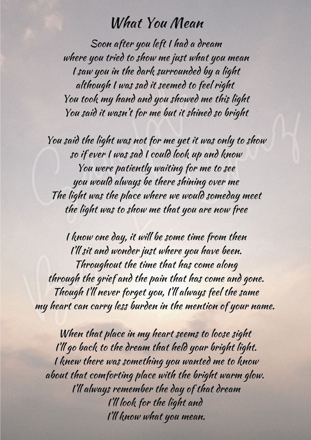 What You Mean Funeral Grief Memorial Service Bereavement Sadness ...