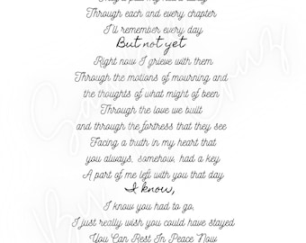 Grief Funeral Bereavement Memorial Service Sympathy Printable Poem Art ...