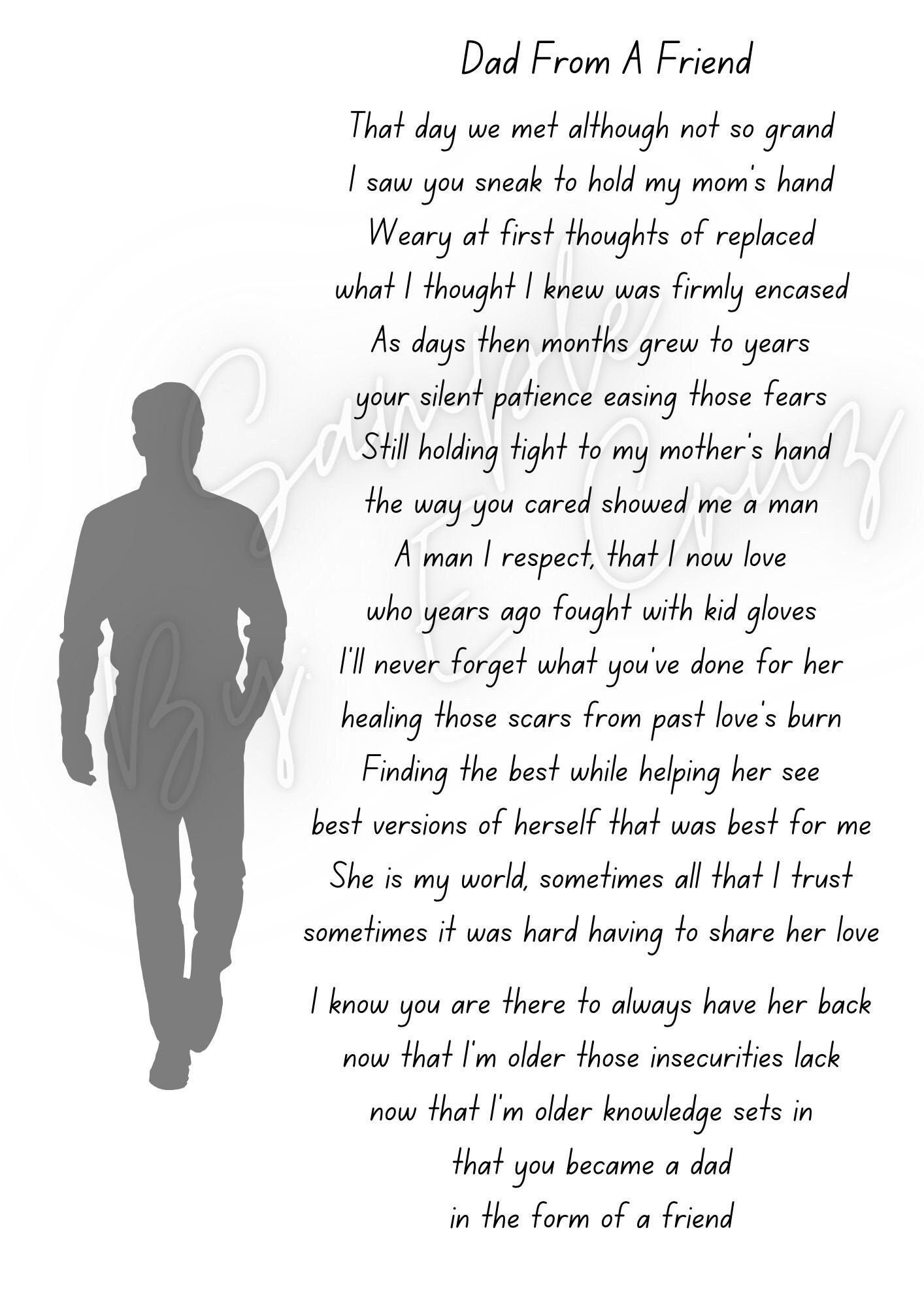 Dad From A Friend Printable Poem Father's Day Stepfather Gift - Etsy