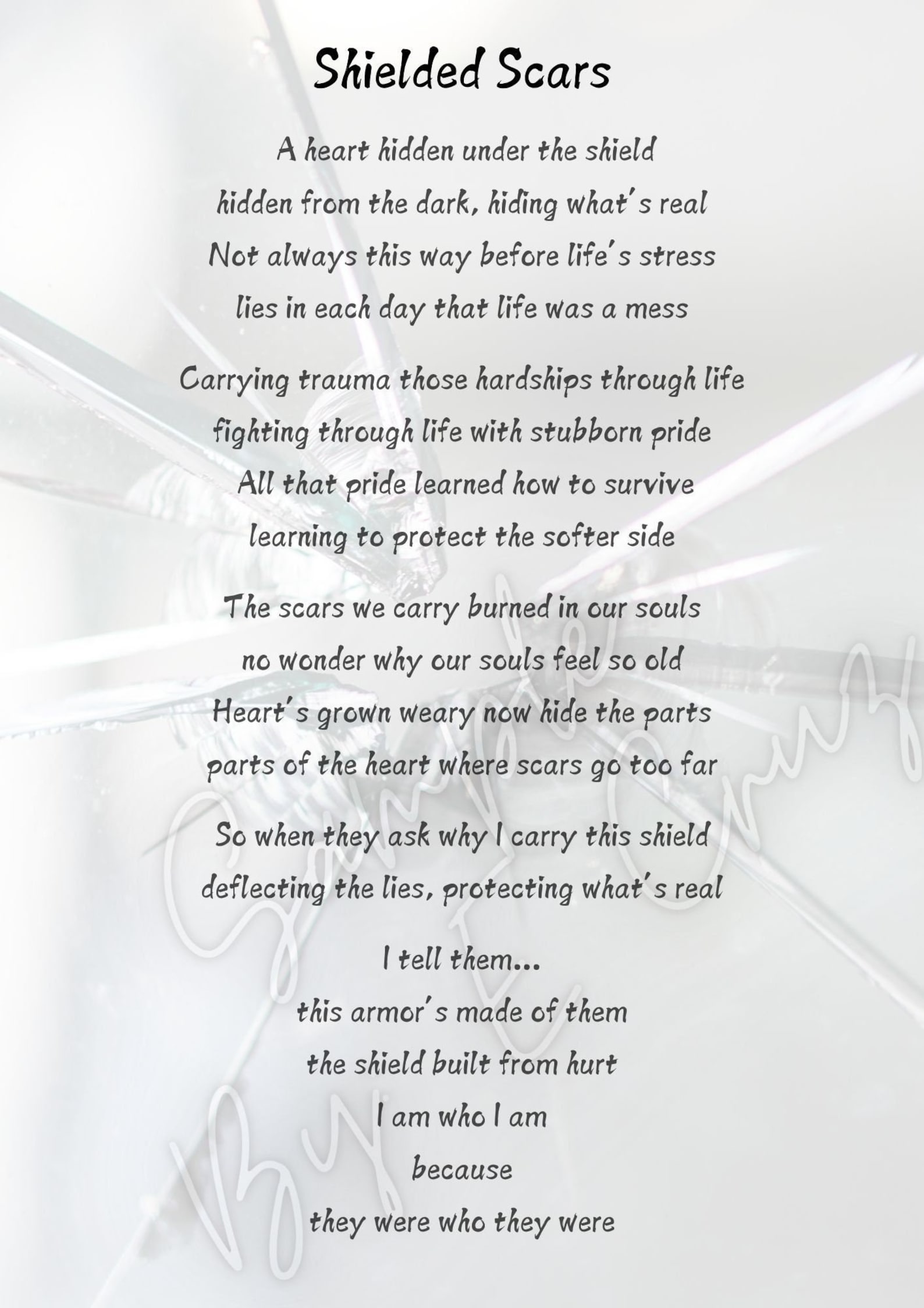 Shielded Scars Hurt Trauma Self Help Healing Printable Poem **instant ...
