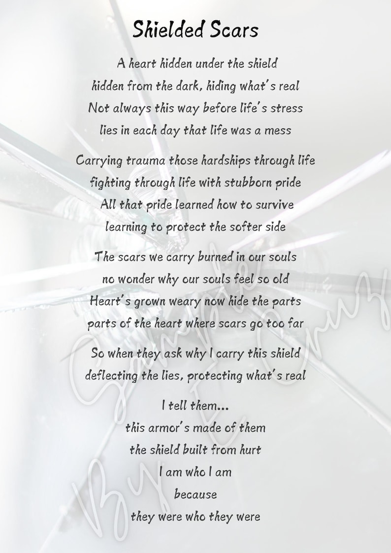 Shielded Scars Hurt Trauma Self Help Healing Printable Poem **instant ...