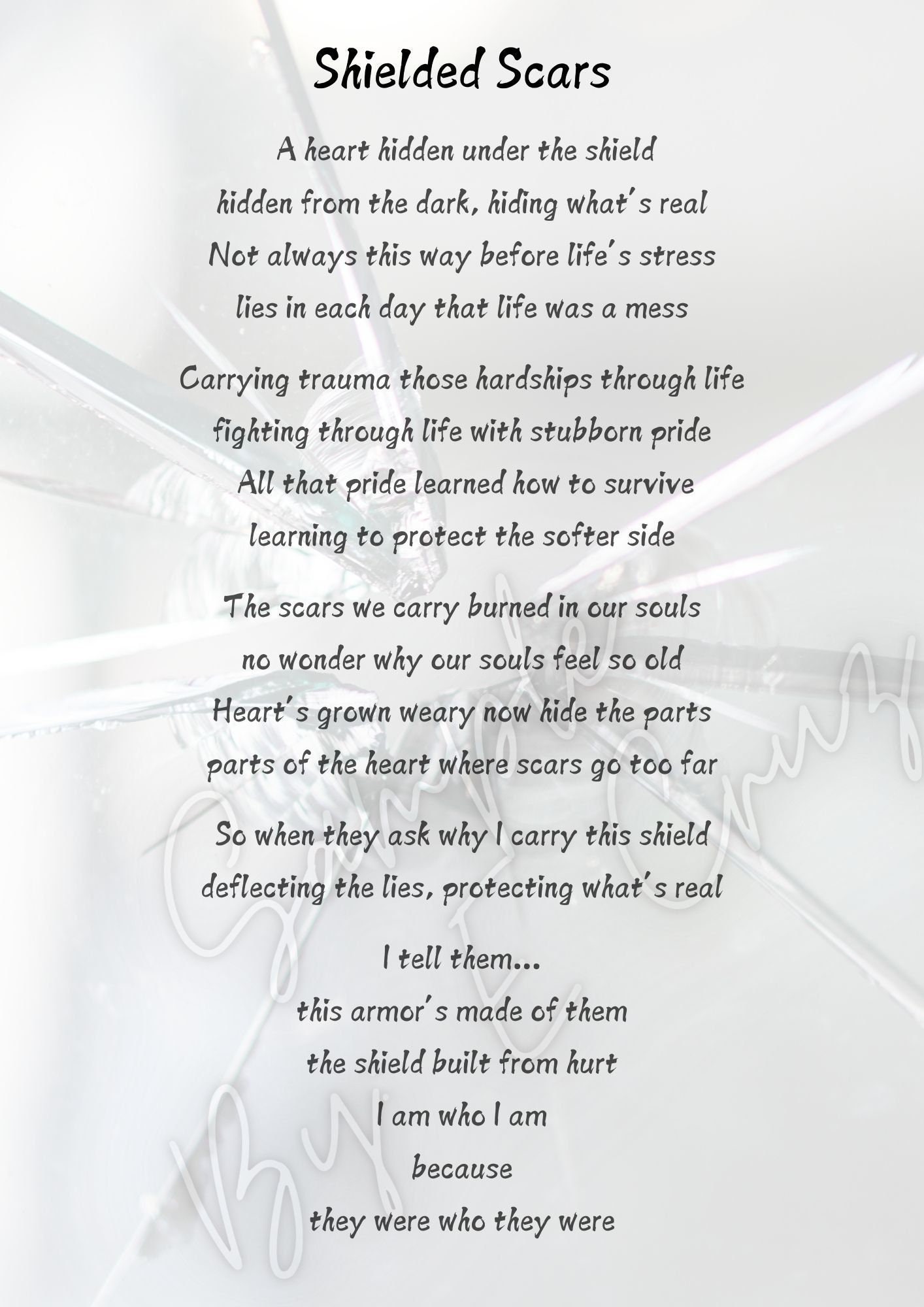 Shielded Scars Hurt Trauma Self Help Healing Printable Poem **instant ...
