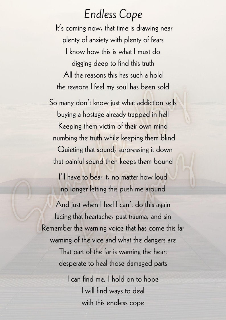 Endless Cope Poem Addiction Sobriety Self Help **digital Download** - Etsy