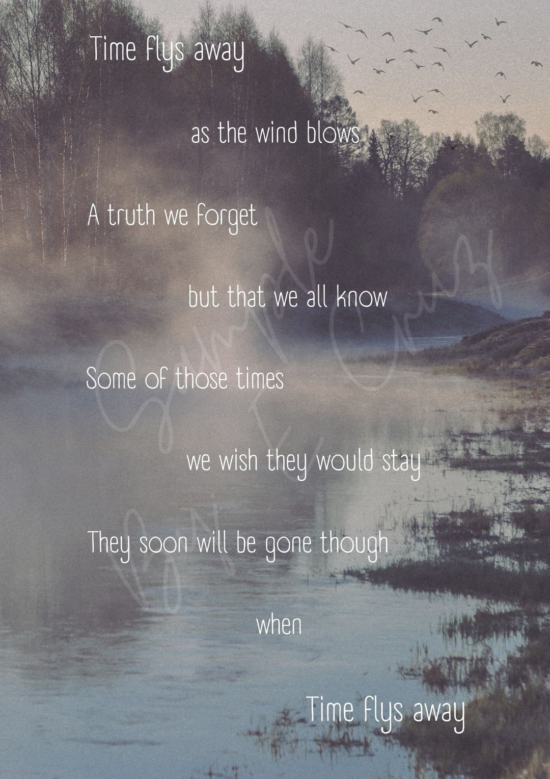 Time Flys Away Reminder Printable Poem **digital Download** - Etsy