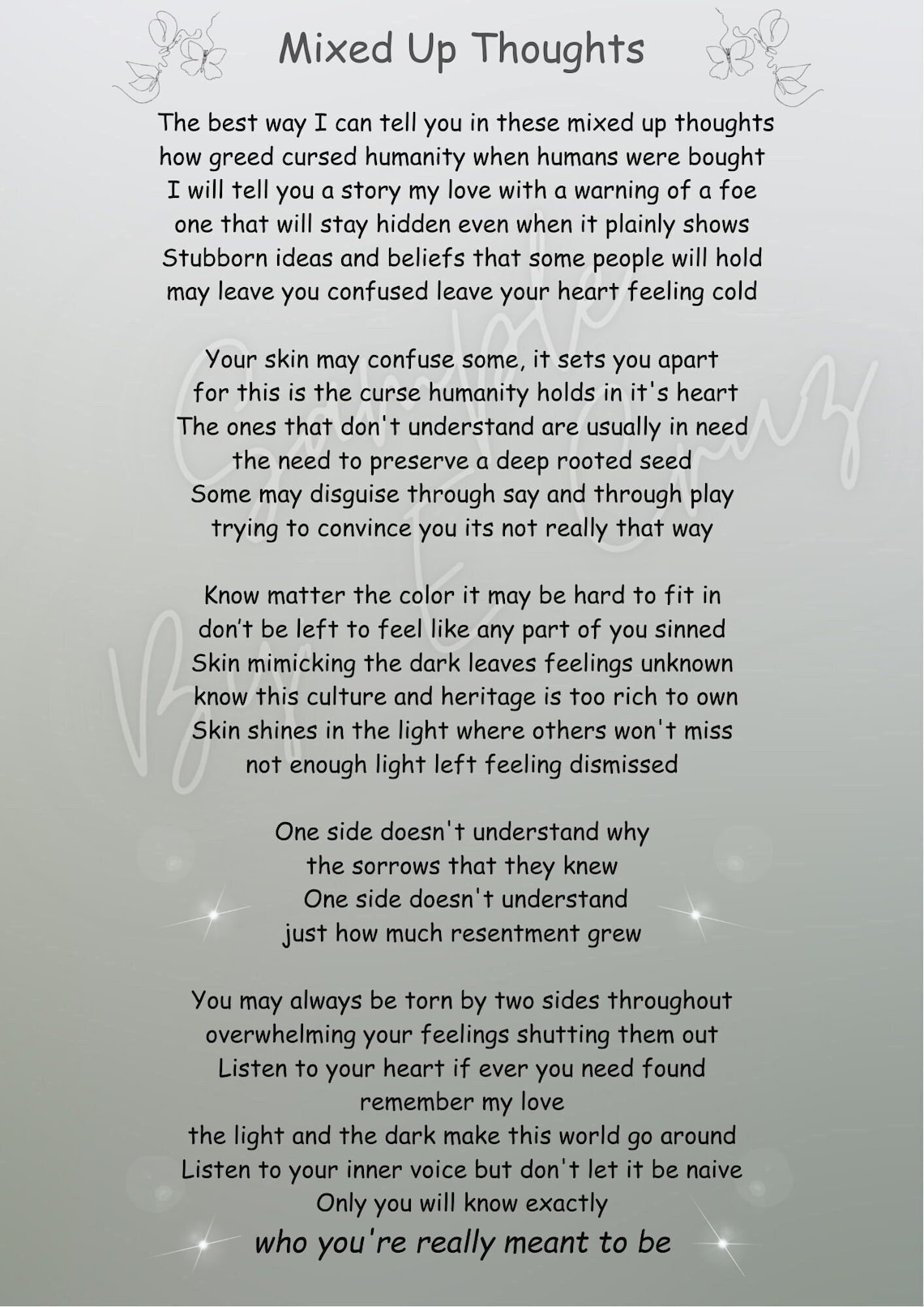 Mixed up Thoughts Printable Poem Wall Art **digital Download** - Etsy